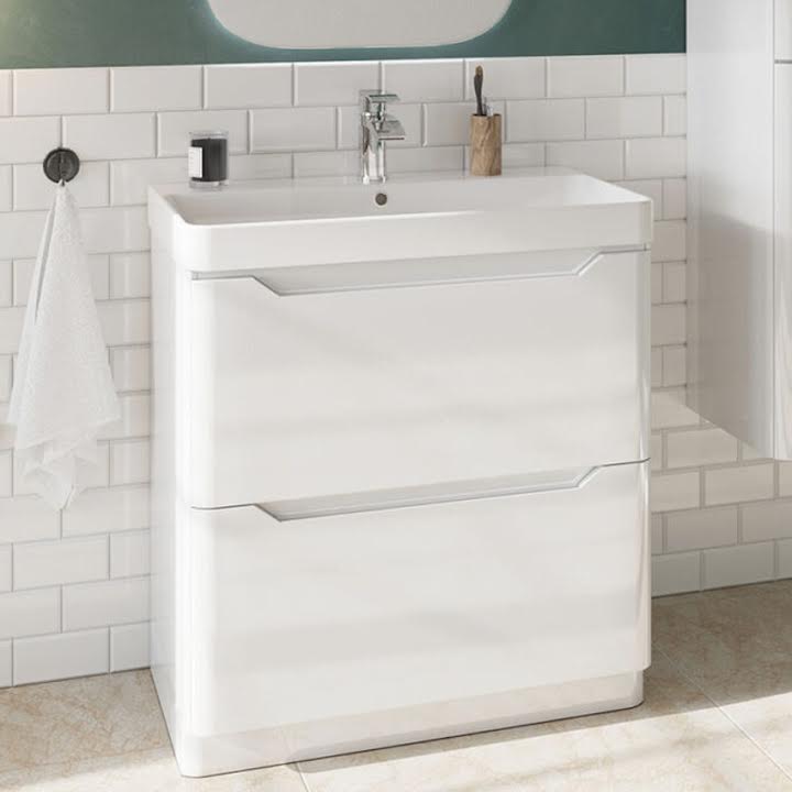 Scudo Ella White Freestanding Vanity Unit with Basin 800mm