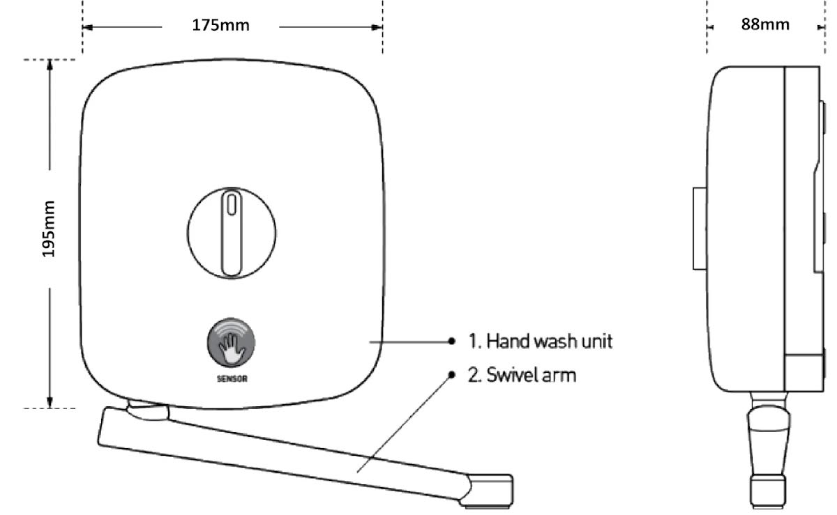 Redring 3kW Over Sink Instant Hand Wash Unit - Infrared RAHW3