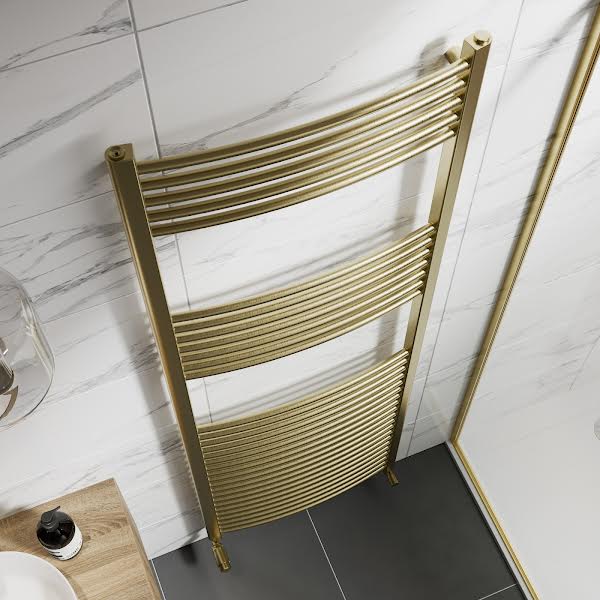 DuraTherm Curved Heated Towel Radiator Brass 1800x600mm