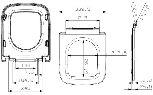 Affine Amelie Short Projection Corner Toilet & Soft Close Seat