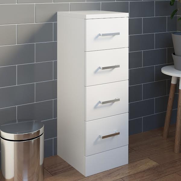 Alpine White Gloss 4 Drawer Storage Unit 250 x 300mm