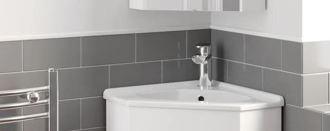 Affine White Gloss Recessed Corner Basin - 585mm