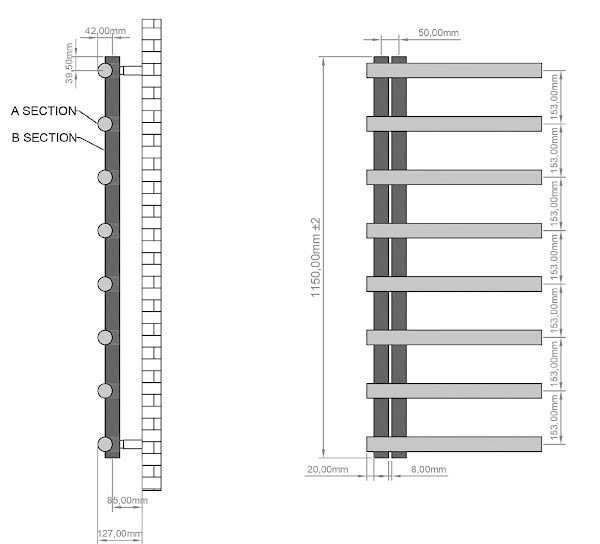 Solaro Marlow E-Style 1150 x 500mm Heated Towel Radiator - Matt White