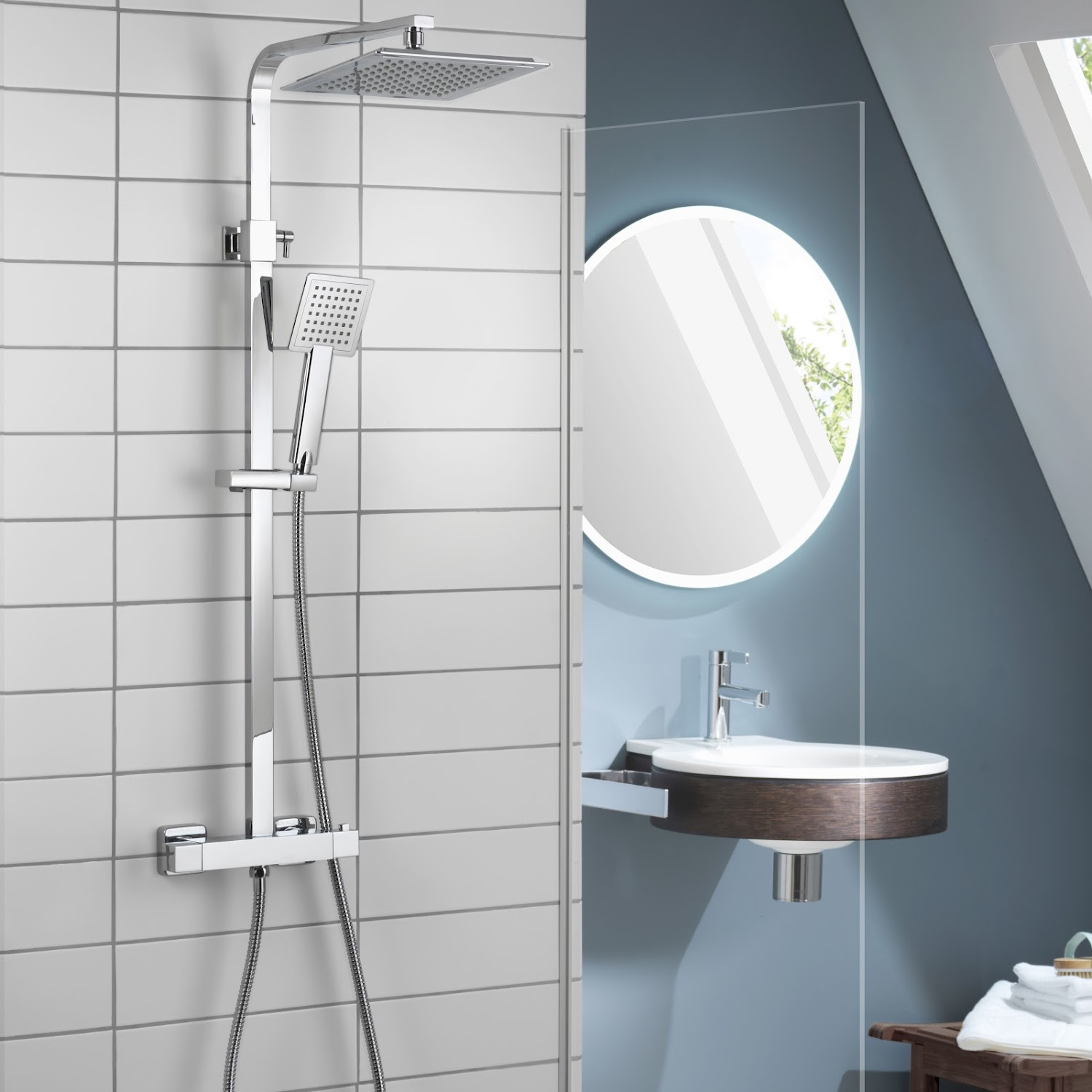 Aqualisa Deco Thermostatic Mixer Shower Square Bar Valve Chrome Deco
