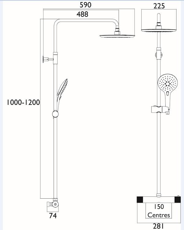 Bristan Carre Thermostatic Exposed Fixed Head Bar Shower