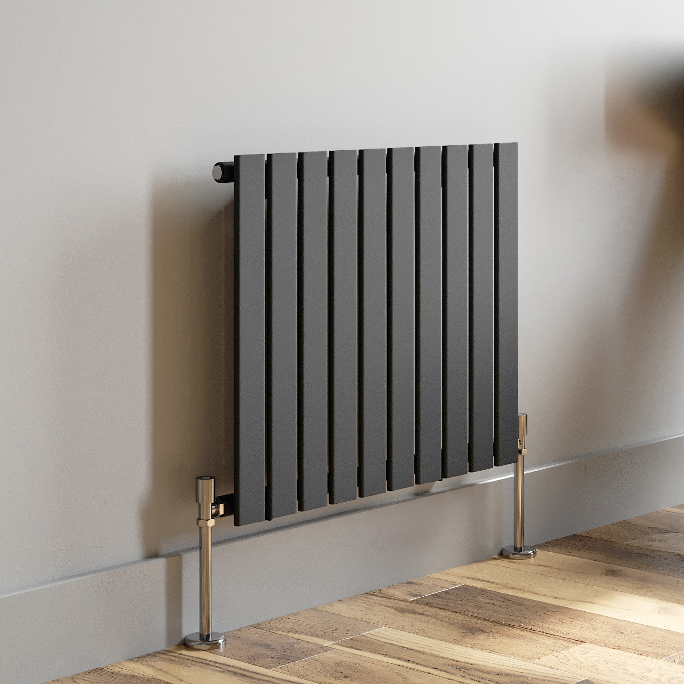 Anthracite Designer Radiator Horizontal Flat Panel Single Panel Rad ...