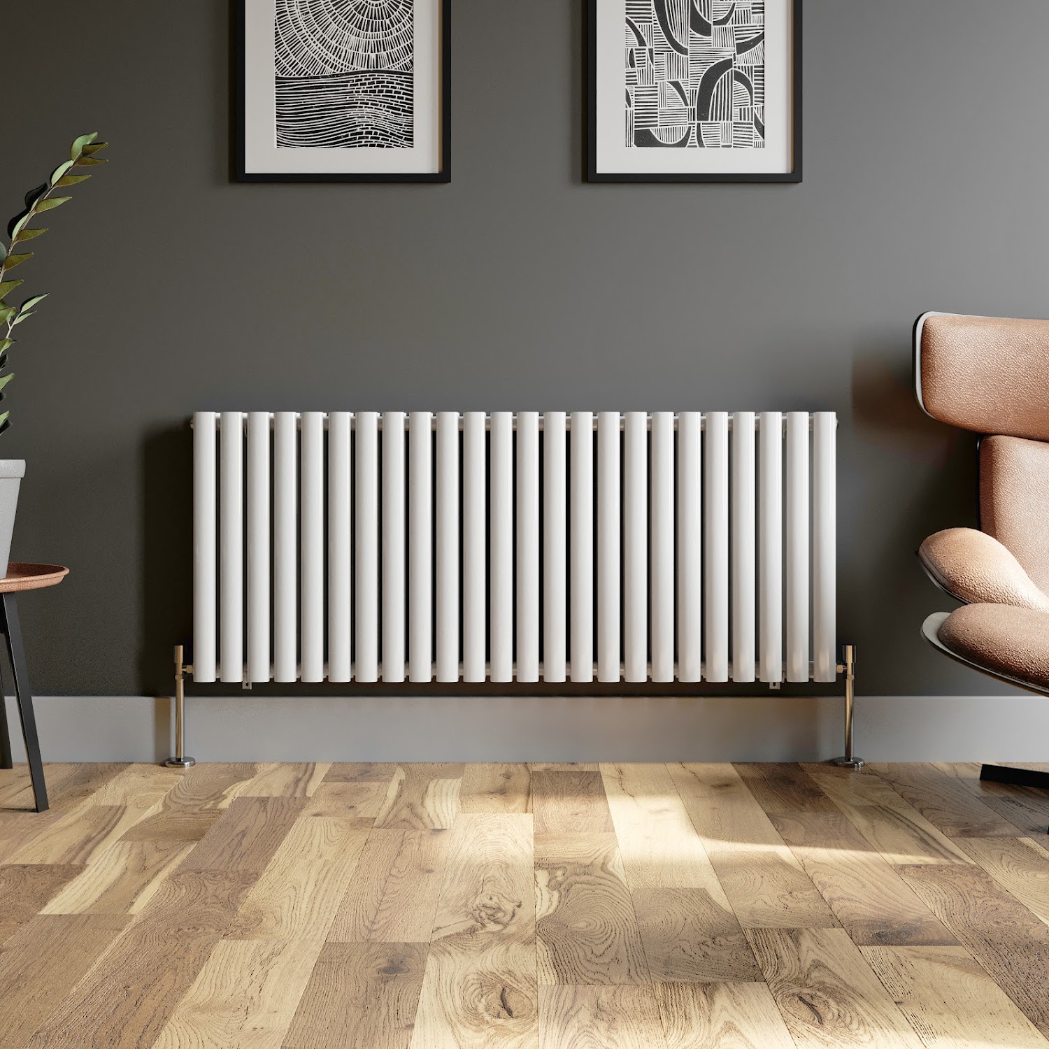 Horizontal White Designer Oval Column Radiators Double Single Central ...