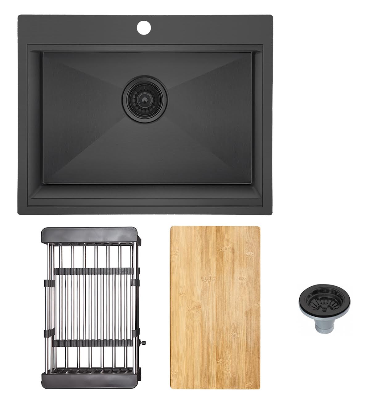 Sauber Prima Black Inset Single Bowl Stainless Steel Kitchen Sink