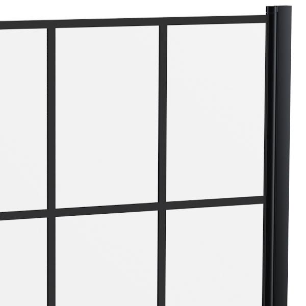 Ceramica L Bath Bundle 1600mm Right Hand - Including Black Grid Shower ...