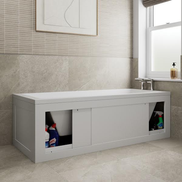 Ceramica White Storage Bath Panel 1700/660mm - Bath Panel Set MDF