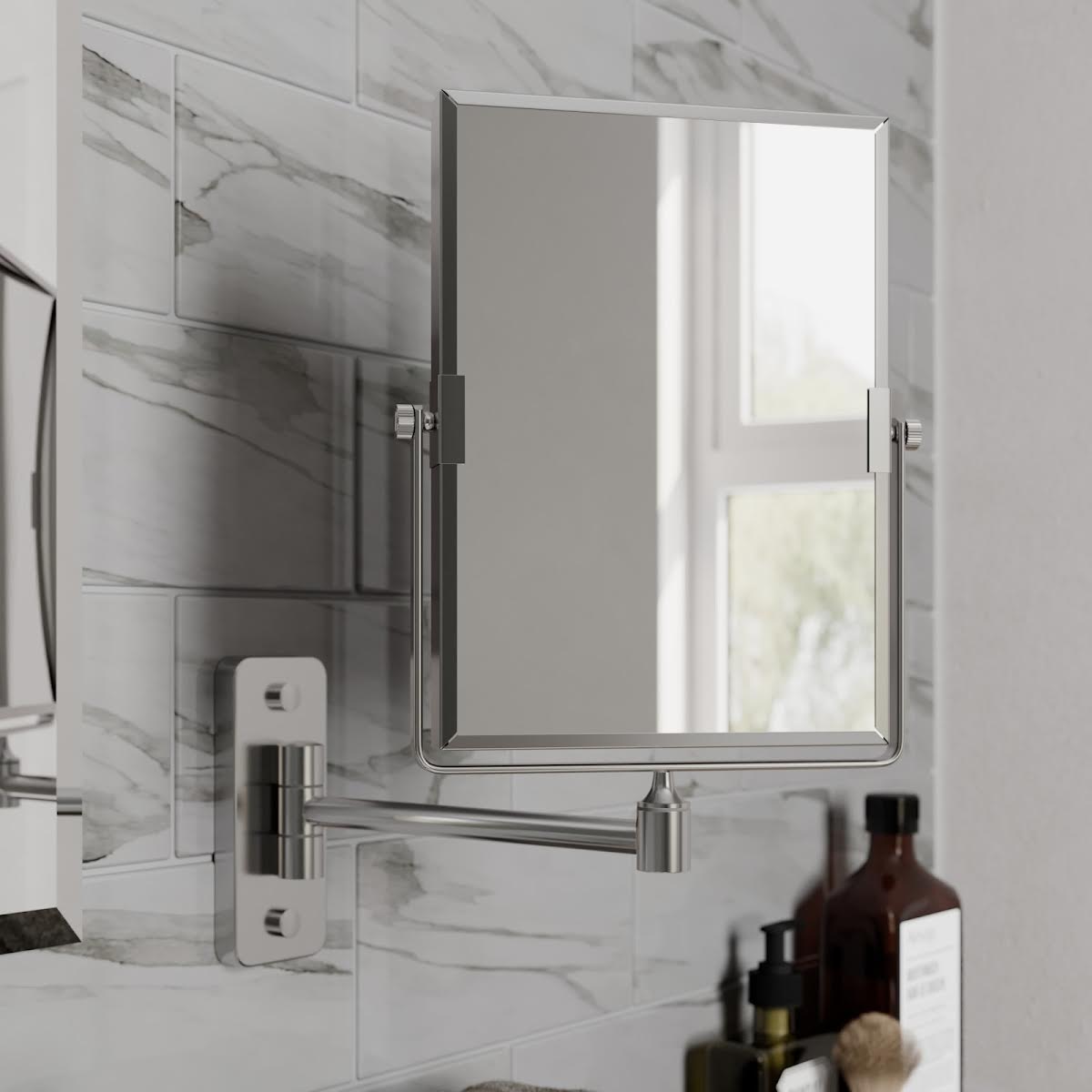 Vale Designs Wall Mounted Rectangular Shaving Mirror - Chrome