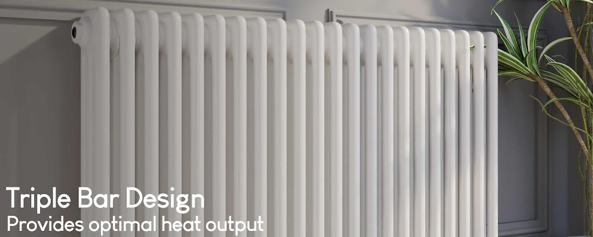 Park Lane Traditional Colosseum Triple Bar Column Radiator White 600 x ...