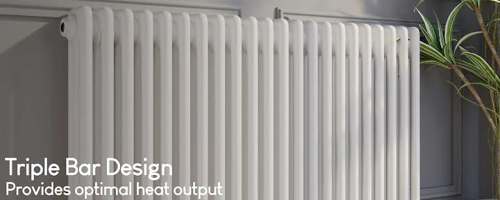 Park Lane Traditional Colosseum Triple Bar Column Radiator White 600 x ...