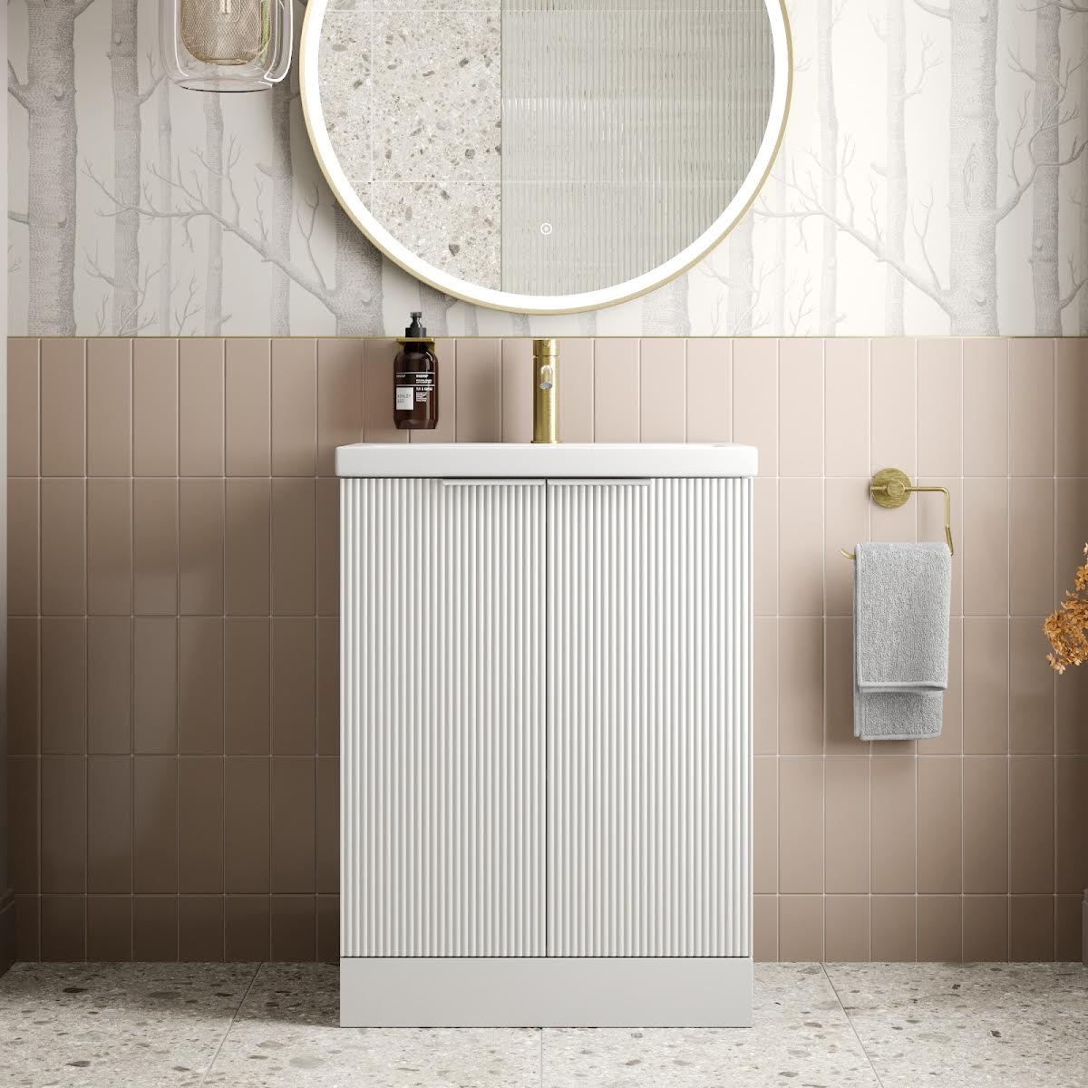 Artis Fluted Freestanding White Vanity Unit - 600mm