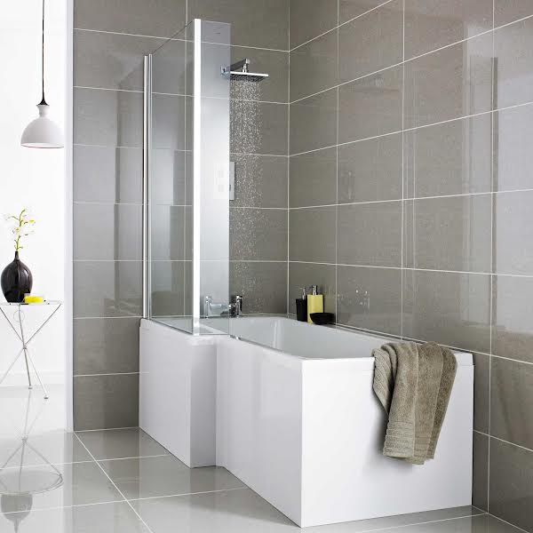 Ceramica White Gloss Shower Bath Panel Pack 1500/680mm - L Shaped Side ...