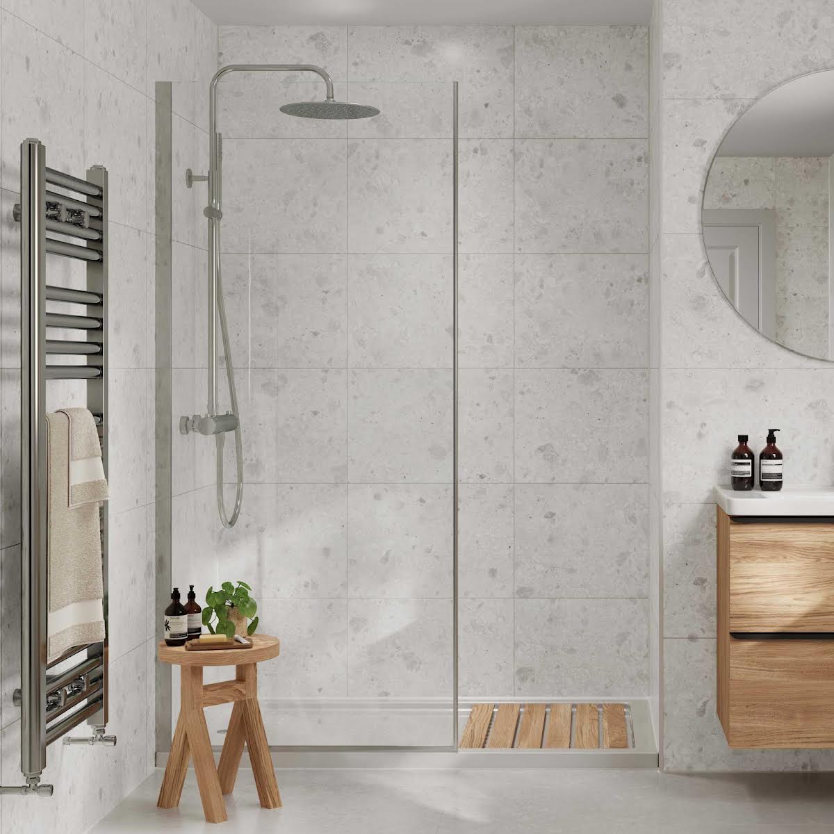 Multipanel White Terrazzo Tile Effect Wall Panel Hydrolock 2400 x 598mm