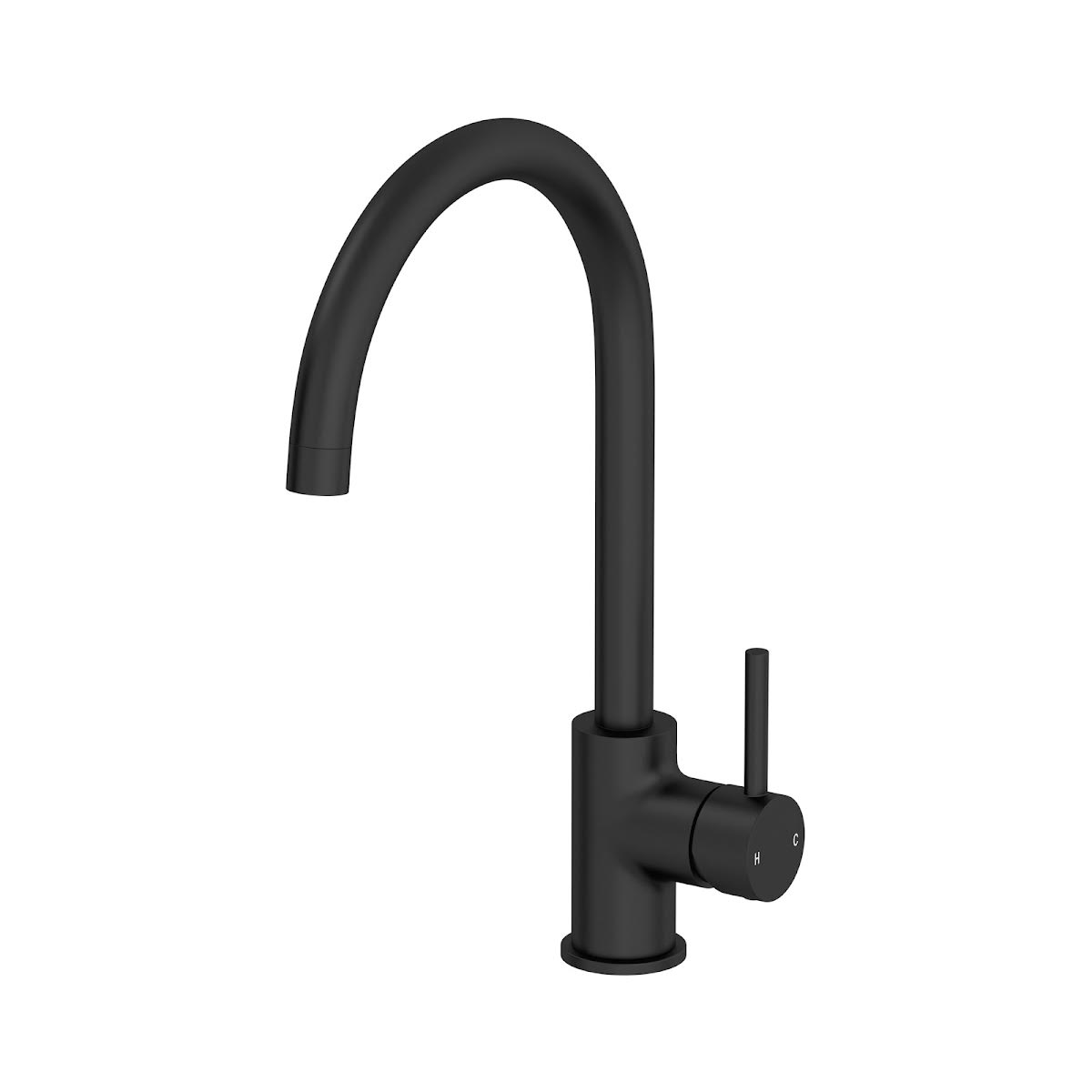 Sauber Astano Swan Neck Kitchen Tap - Single Lever Black