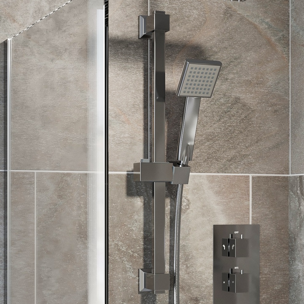 Thermostatic Square Concealed Shower Ceiling Mounted Adjustable Riser ...