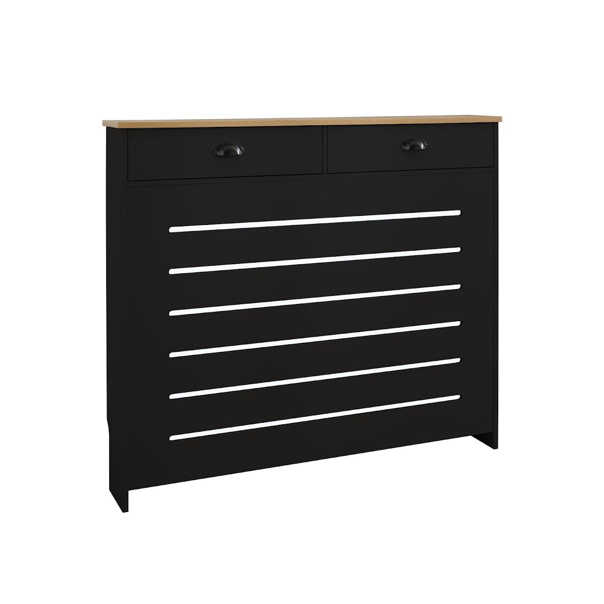 Vale Designs Black Radiator Cover - Medium with Drawers 1115mm