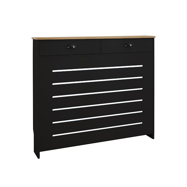 Vale Designs Black Radiator Cover - Medium with Drawers 1115mm